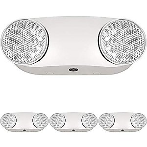 Two Head Emergency Light, Adjustable Integrated LED Emergency Lighting with Battery Backup - 4 Pack