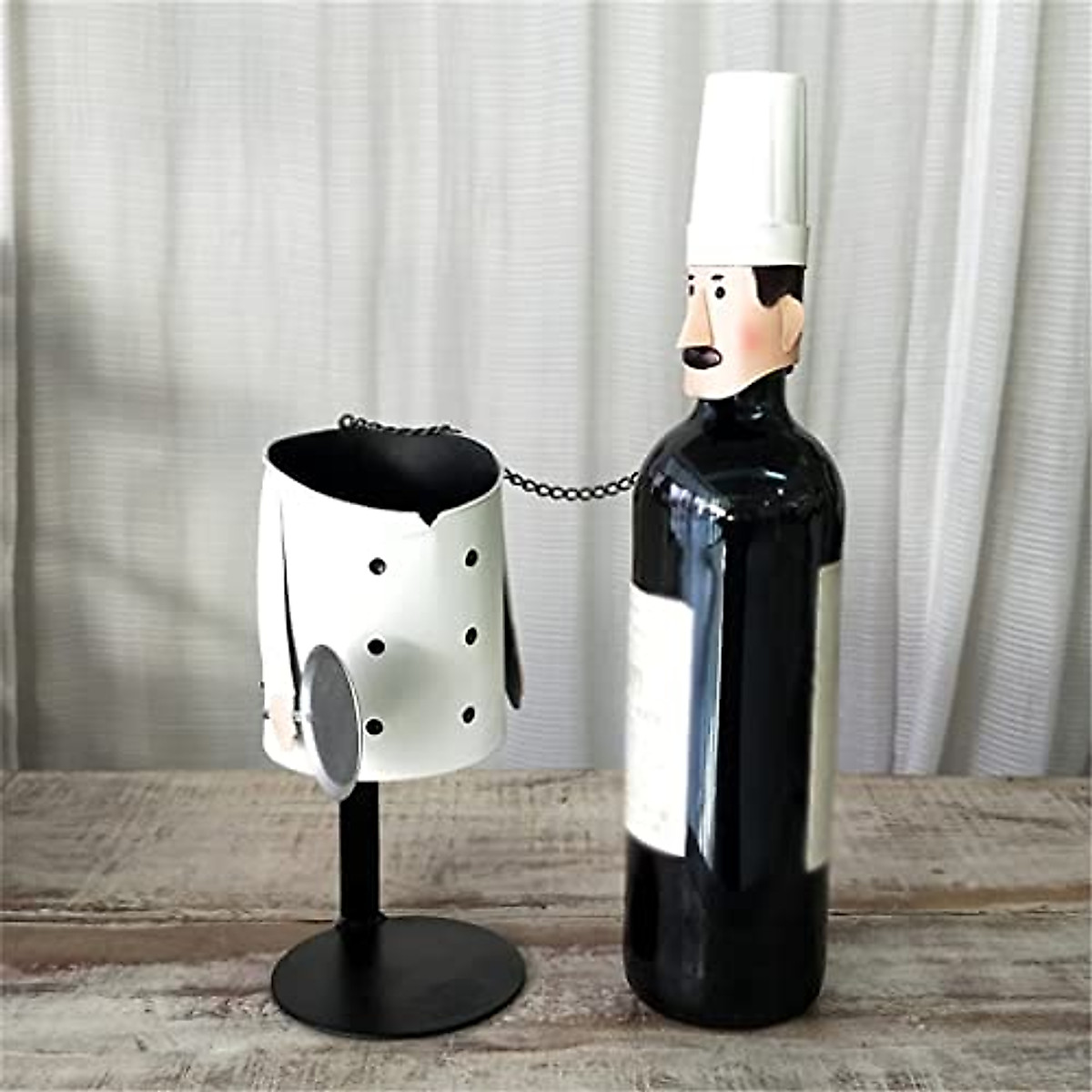 DOUBA Detachable Wrought Iron Chef Wine Rack Metal Wine Bottle Rack Household Wine Utensils Kitchen Ornaments