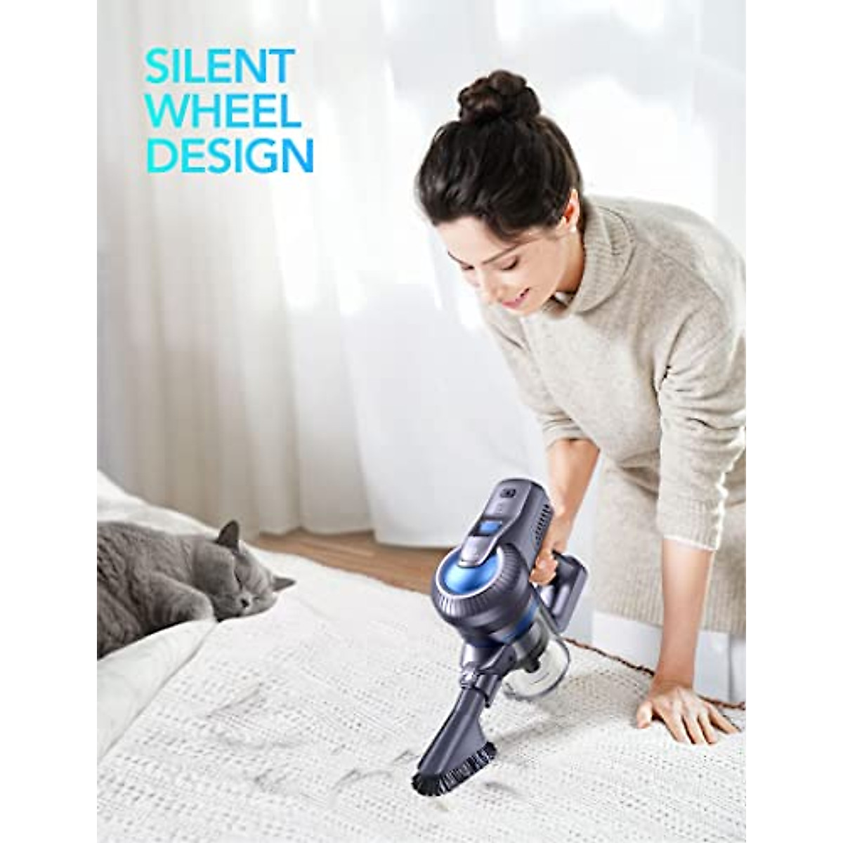 Greenote Cordless Vacuum Cleaner, 23000PA Stick Vacuum 4 in 1, 200W with Dual Digital Motor LED Headlights, 35 Mins Runtime, Handheld Lightweight Vacuum for Home Hard Floor Carpet Pet Car