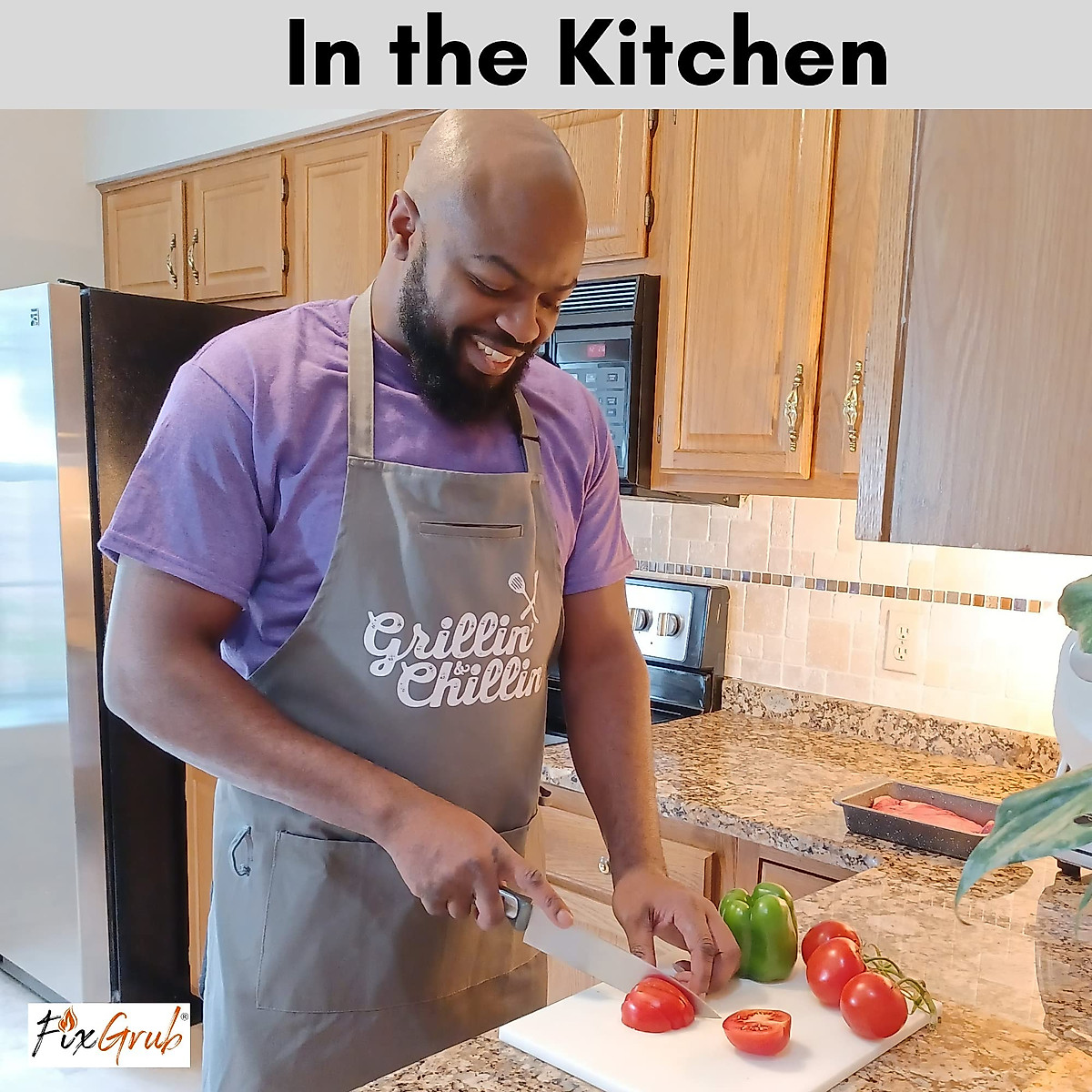 FixGrub Grilling Aprons for Men and Women with Three Pockets 100% Cotton