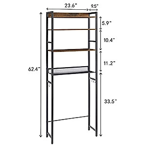 Kavonty Over The Toilet Storage Rack, 4-Tier Bathroom Space Saver with Adjustable Shelves,Freestanding Bathroom Organizer, Bathroom Organizer for Bathroom, Bathroom Toilet Rack,Rustic Brown