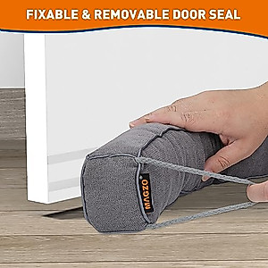 MAGZO Door Draft Stopper 32 Inches, Weighted Rectangle Door Snake for Winter Noise Blocker with Hook Loops,Gray