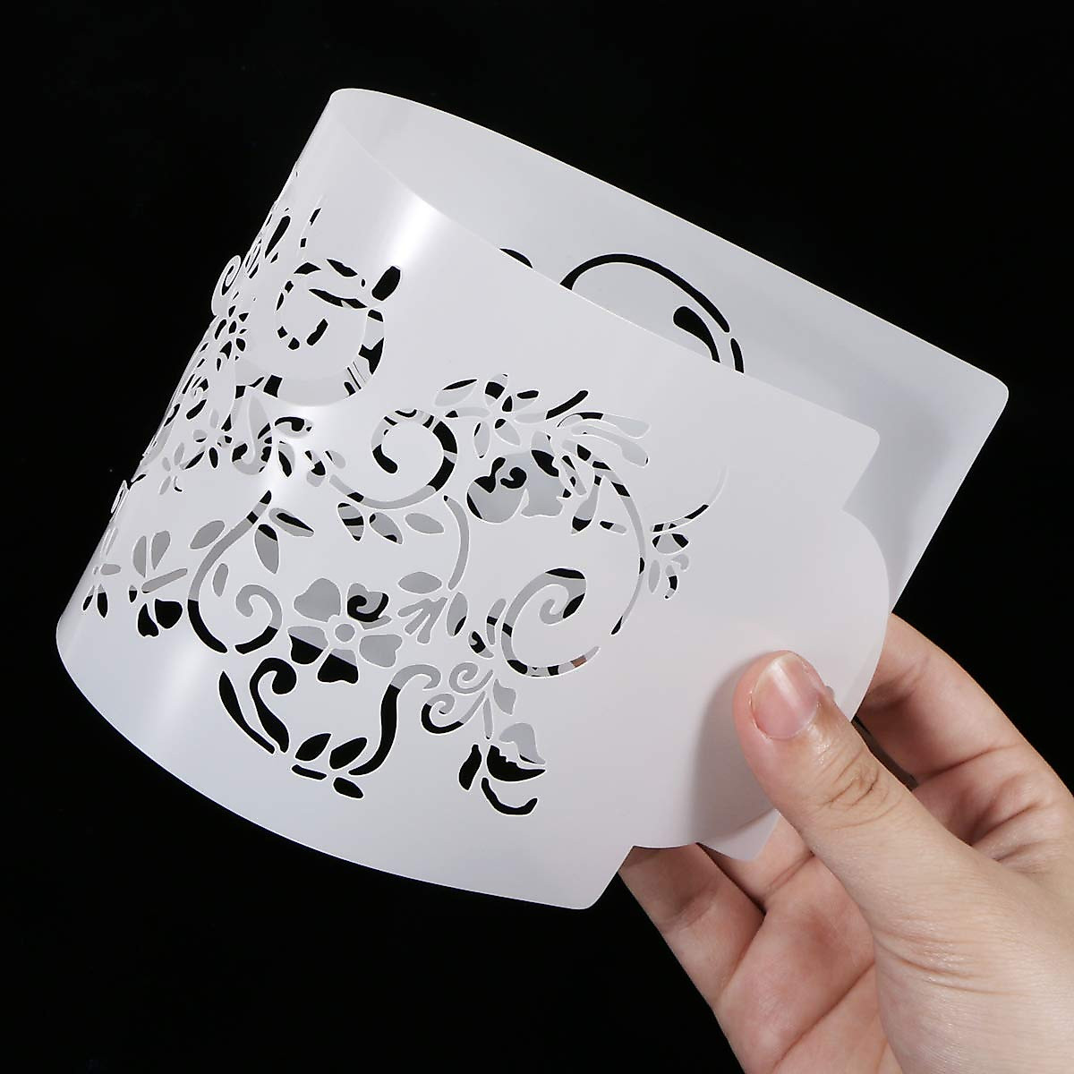 Wedding Cake Stencil Template, Kissbuty 5 Pcs Cake Decorating Embossing Plastic Spray Floral Cake Cookie Fondant Side Baking Mesh Stencil Mat Wedding Decor Tools (Diamond Quilted Grid Texture)