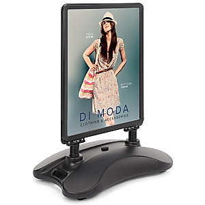 Displays2go Outdoor Sidewalk Snap Open Sign Frame, Wheeled Base, 22x28-Inches, Double-Sided, Black (PS1528BLK)