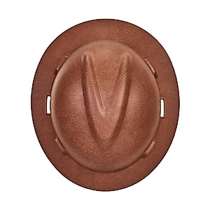 MSA 10204782 Hydro Dip V-Gard Full-Brim Hard Hat With Fas-Trac III Ratchet Suspension | Polyethylene Shell, Self Adjusting Crown Straps - Standard Size in Ital Leather