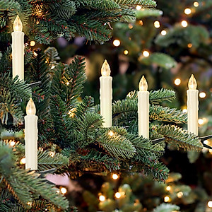 Daord Flickering Flameless Window Candle LED Christmas Tree Candle Lights Warm White Battery Operated Electric Taper Candles with Remote Perfect for Home Garden Wedding Parties Decor (12 PCS,Ivory)