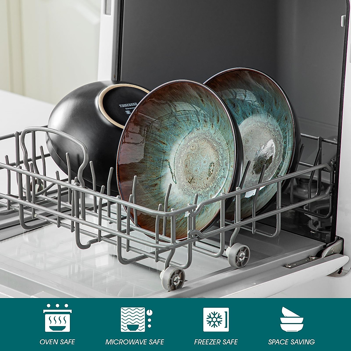 vancasso Bubble 24oz Cereal bowls, 7 Inch Stoneware Pasta Bowls Lead-free Soup Bowls, Brown Bowl Set of 4 for Kitchen Bubble Brown for Cereal Soup Oatmeal Salad, Dishwasher & Microwave Safe