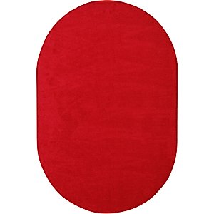 Joy Carpets Endurance Solid Colored Area Rug in Color Red, 6' x 9' Oval