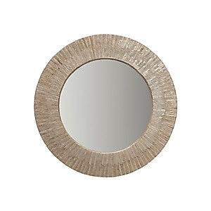 KOUBOO Round Capiz Seashell Sunray Wall Mirror, Gold Hue