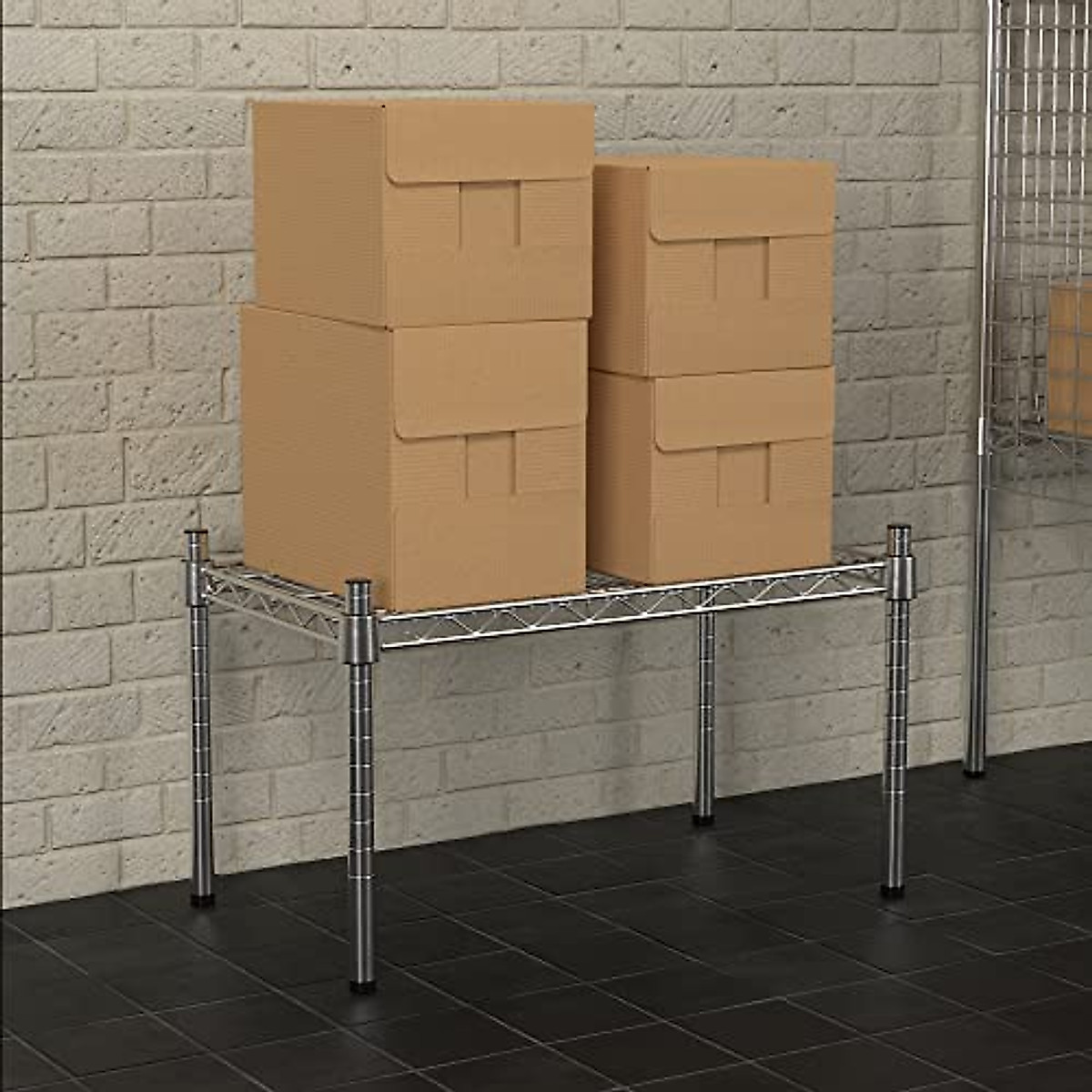 Krollen Industrial 14" x 24" NSF Chrome Wire Stationary Dunnage Storage Rack with 14" Posts Ideal for Commercial Kitchen Home Garage Warehouse Shelters