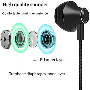 S&H 3.5MM Gaming Earbuds for PS4, PS5, New Xbox One, Cellphones, PC, Laptop, Earphones Wired Stereo Bass in-Ear HiFi Stereo Headphones with Microphone and Volume-Control (Black)