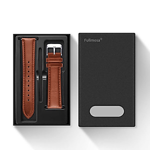 Fullmosa Watch Band, Vintage Leather Replacement Bands Stainless Steel Buckle for Men Women, Strap Width 14mm 16mm 18mm 19mm 20mm 22mm 24mm