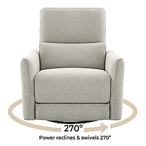 CHITA Power Recliner Chair Swivel Glider, FSC Certified Fabric Living Room Nursery Reclining Sofa Chair with Lumbar Support, Dove Grey