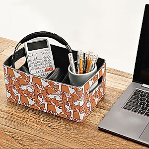 Cute Corgi Storage Basket Felt Storage Bin Collapsible Shelves Basket Decorative Baskets Organizer for Kids Bedroom Magazine