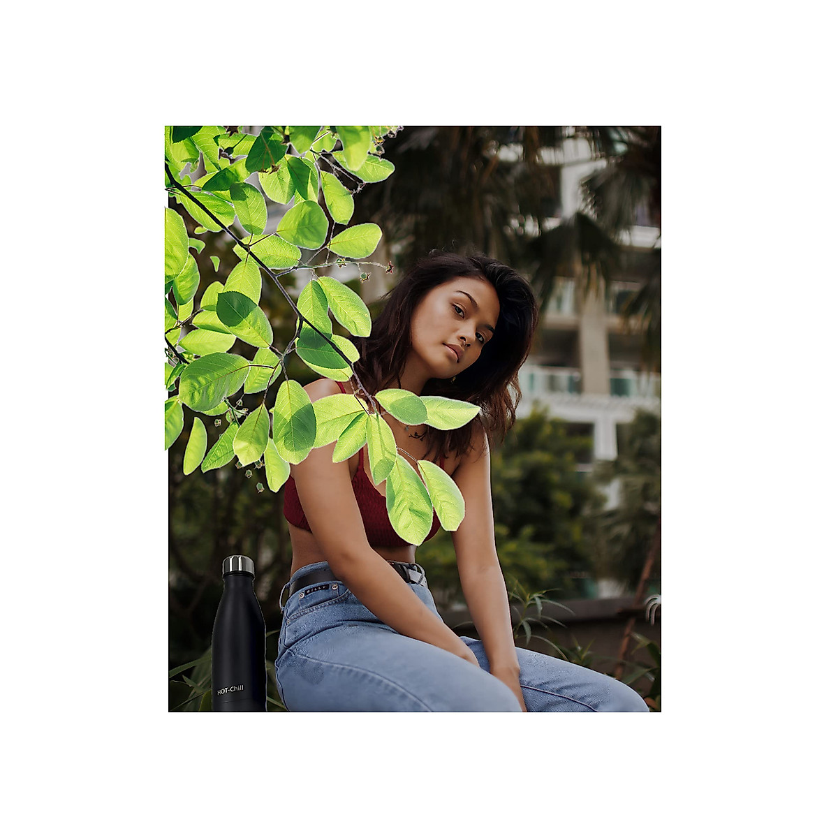 HOT-Chill Sports Water Bottle 12 oz Leak-Proof No Sweating BPA Free Reusable Vacuum Insulated Stainless Steel Water Bottles Double walled Coffee Thermos for women and Men Workout buddy. (Black)