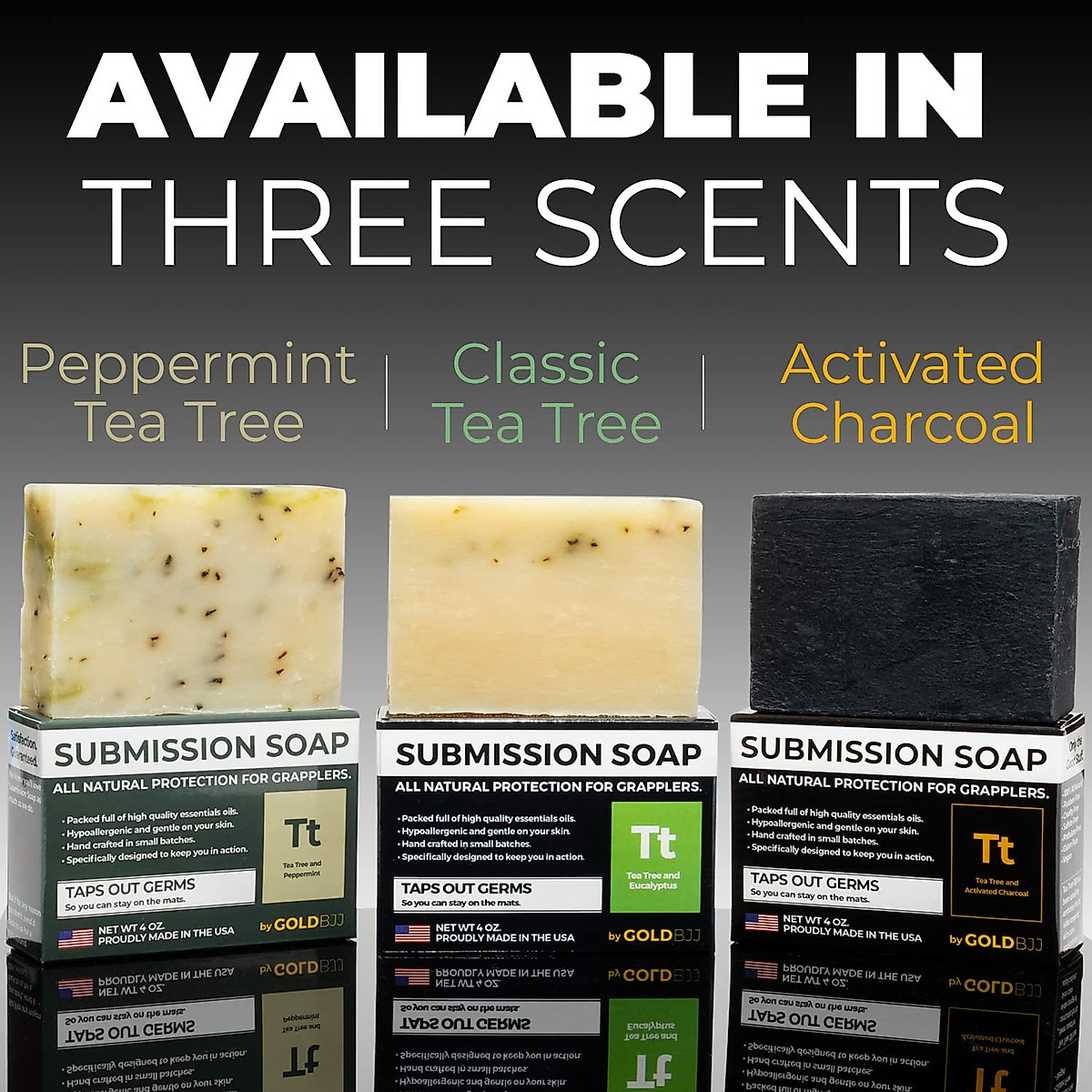 Premium Tea Tree Oil Soap - USA Made Bar Soap for BJJ, Jiu Jitsu, Wrestling, and Grappling (2-Pack of 4 Ounce Soap Bars, Activated Charcoal)