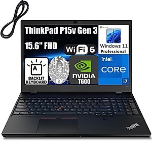 Lenovo ThinkPad P15v Gen 3 15.6" FHD Business Mobile Workstation Laptop Computer, Intel 14-Core i7-12700H, T600 4GB, 32GB DDR5 RAM, 4TB PCIe SSD, Backlit KB, FR, Windows 11 Pro