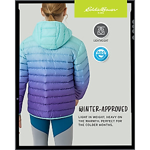 Eddie Bauer Girls' Jacket - CirrusLite Weather Resistant Down Coat for Girls - Insulated Quilted Bubble Puffer (3-20), Size 14-16, Purple