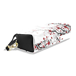 ALAZA Cute Pencil Case Japanese Cherry Blossom Sakura Pen Cases Organizer PU Leather Comestic Makeup Bag Make up Pouch, Back to School Gifts
