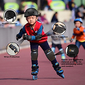 Skateboard Bike Helmet Kids Teenagers CPSC Certified with Knee Pads Elbow Pads Wrist Guards Protective Gear Set Adjustable Helmet for Bicycle Helmet Scooter Roller