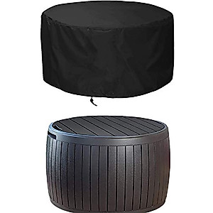 Birsppy Mr.You Round Deck Boxes Covers,28Inch Round Outdoor Storage Table Deck Box Cover,with Drawstring Design,Heavy Duty Waterproof 600D Fabric,28Dia x 18H
