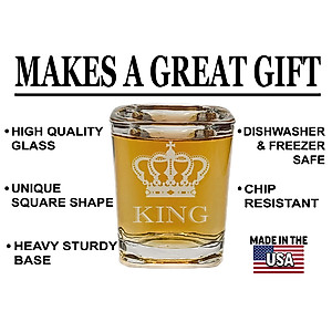 Rogue River Tactical Square Funny King Shot Glass Gift For Him Husband Dad Father Joke Gag Gift