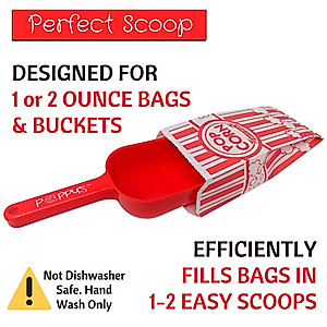 Poppy's Plastic Popcorn Scoop Bundle - 50 Bags and Plastic Popcorn Scooper, Popcorn Machine Accessories for Popcorn Bars, Movie Nights, Concessions