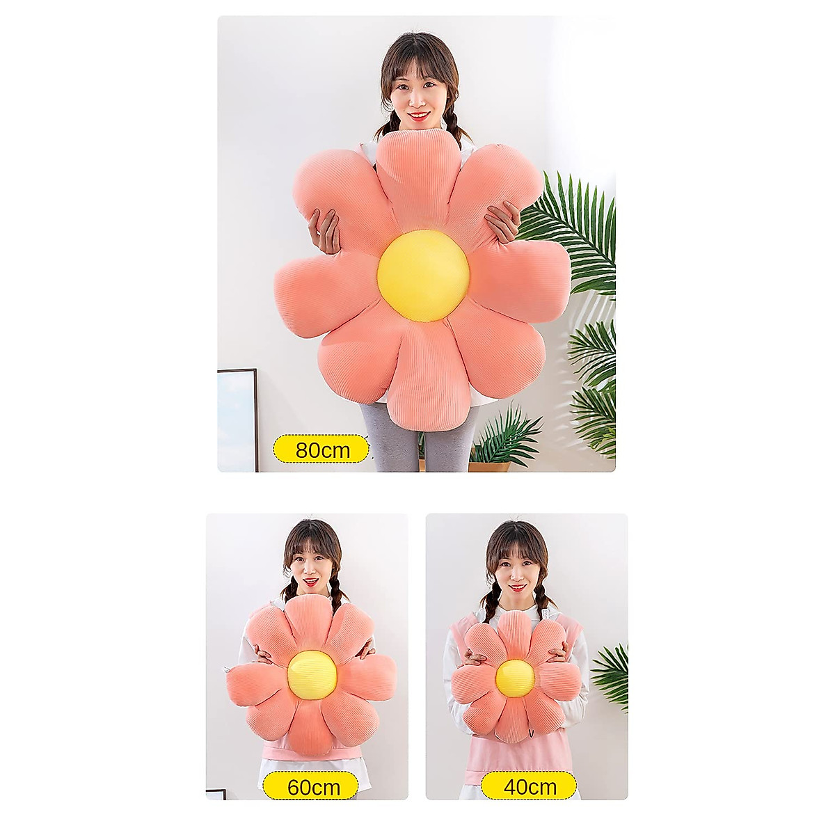 ANYE Polypropylene Flower-Shaped Throw Pillow Floor Cushion Office Sedentary Tatami Car Butt Cushion (Green, 40cm)