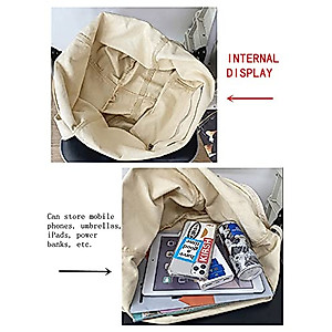 Large Canvas Shoulder Bag for Women with Zipper Hobo Bag Fashion Tote Purse Cute Crossbody Bag School Bag