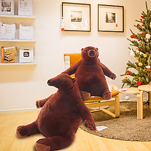 SNOWOLF Djungelskog Bear Giant Simulation 100 cm Bear Toy Stuffed Animal Plush Doll Huge Cuddly Dark Brown Teddy Bear for Home Decoration Valentine's Birthday Gift, 39.3 in/100 cm