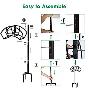 TomCare Garden Hose Holder Thick Metal Water Hose Holder Hose Stand Detachable Hose Reel Freestanding Garden Hose Storage Hose Hanger Decorative gardening gifts Hose Holders for Outside Garden, Black