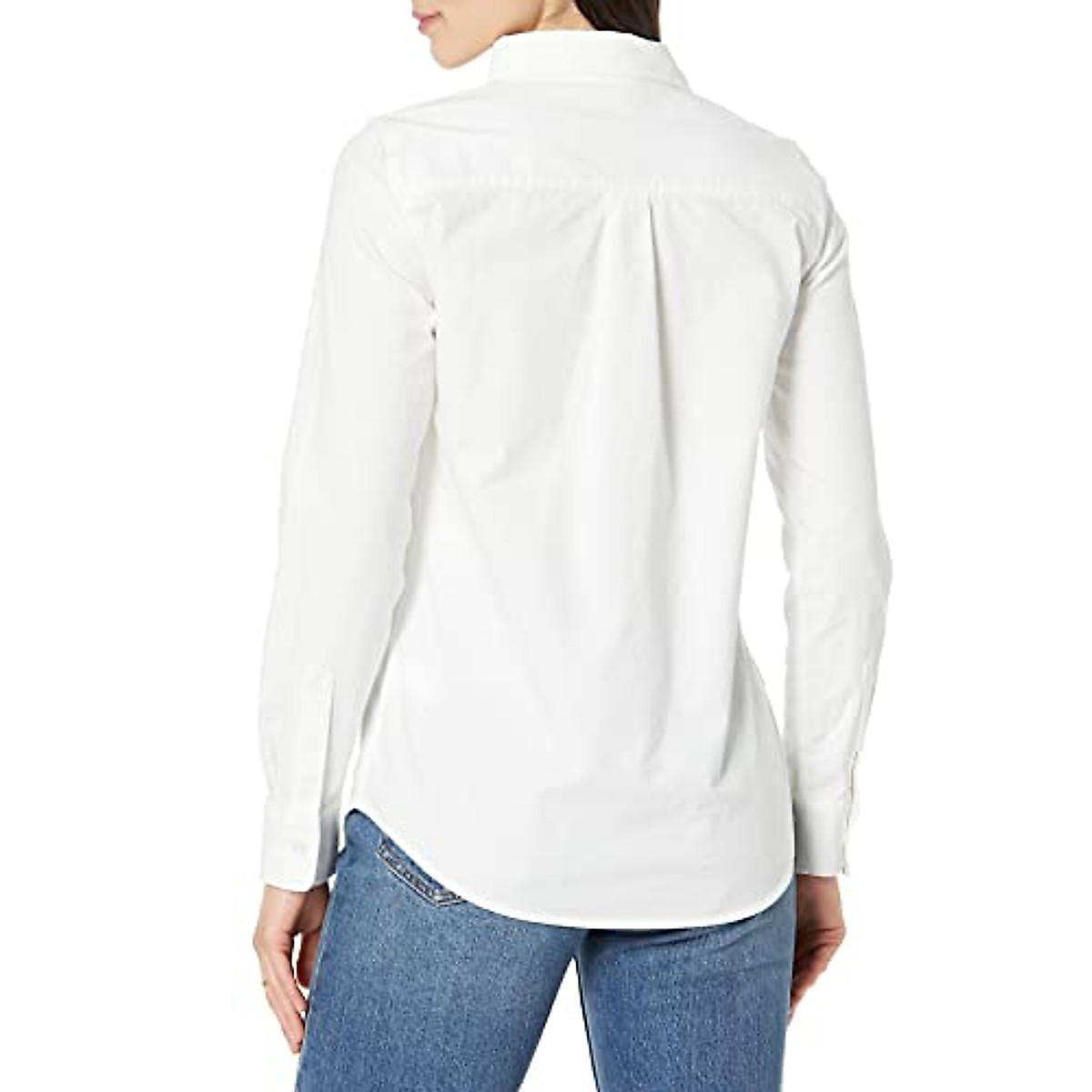 Amazon Essentials Women's Long Sleeve Button Down Stretch Oxford Shirt (Available in Plus Size), White, XX-Large