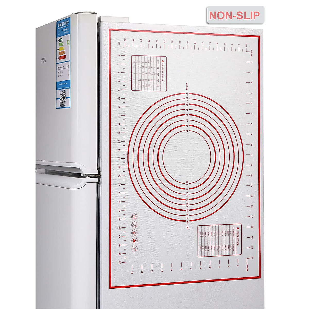 Silicone Dough Mat Non Stick Pastry Mat with Measurement Silicone Mats for Kitchen Counter Reusable Baking Mat Pie Crust Mat with Oil Brush and Dough Scraper(20" x 28",Red)