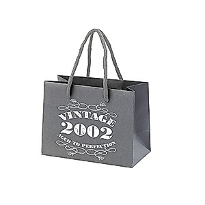 Bang Tidy Clothing 21st Birthday Gift Bags - Grey Paper with Rope Handle - Eco Friendly SMALL Gift Bag - Vintage 2002