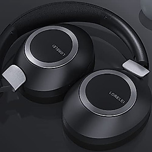 LORELEI B-C6 Wireless Over Ear Headphones, 50H Playtime Foldable Lightweight Bluetooth Headsets, Deep Bass, Built-in Microphone, Memory Foam Earmuff, for Travel, Home Office(Space Black)