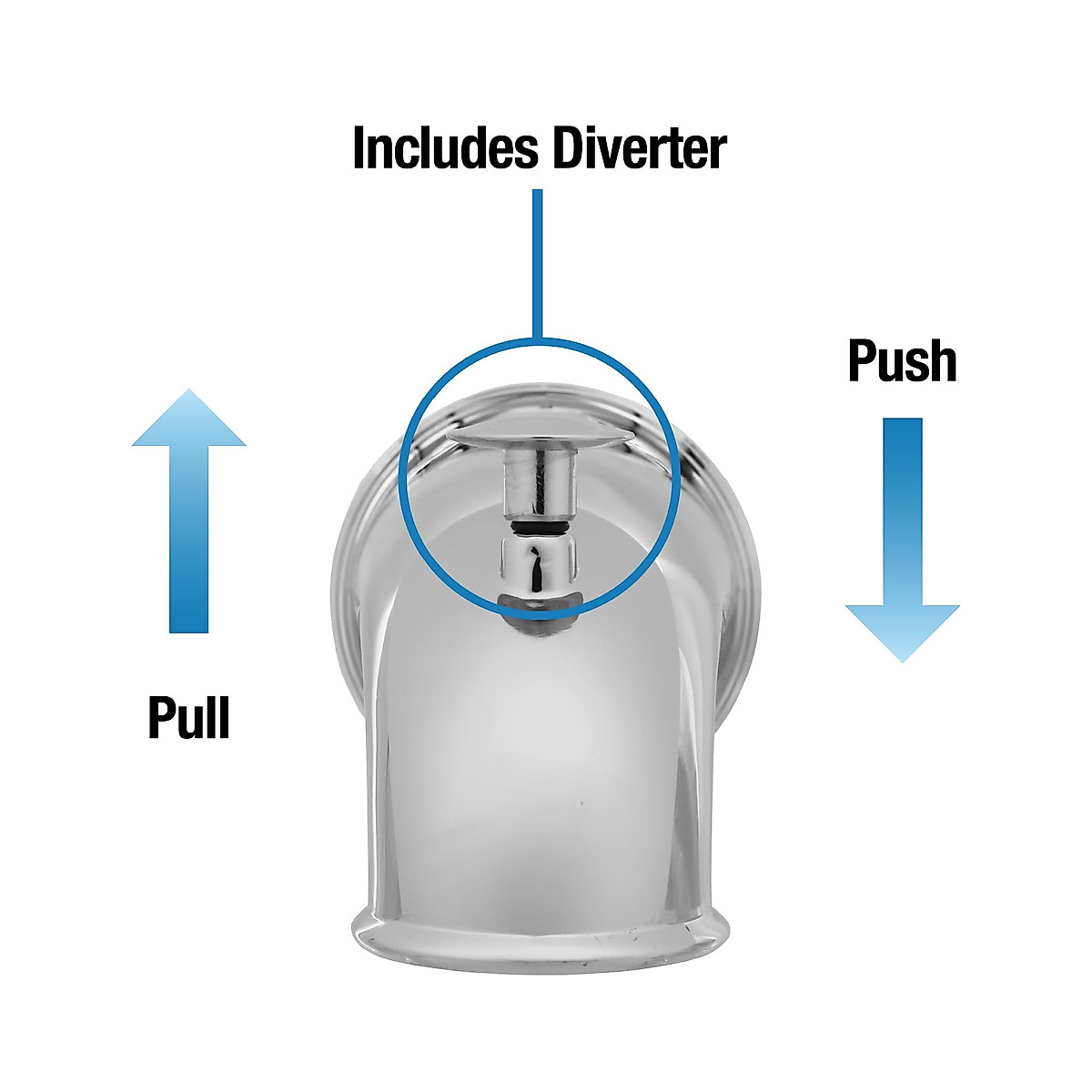 Danco Decorative Bathtub Faucet Spout Length | Chrome Finish (10315), 6 Inches/Pull Up Diverter