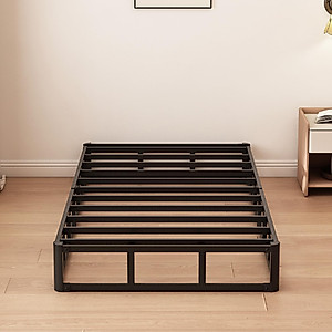 Husleephu Twin Box Spring, 9 Inch High Profile Metal Box Spring Twin Bed Base with Fabric Cover, Sturdy Mattress Foundation, Easy Assembly, Noise Free, Black