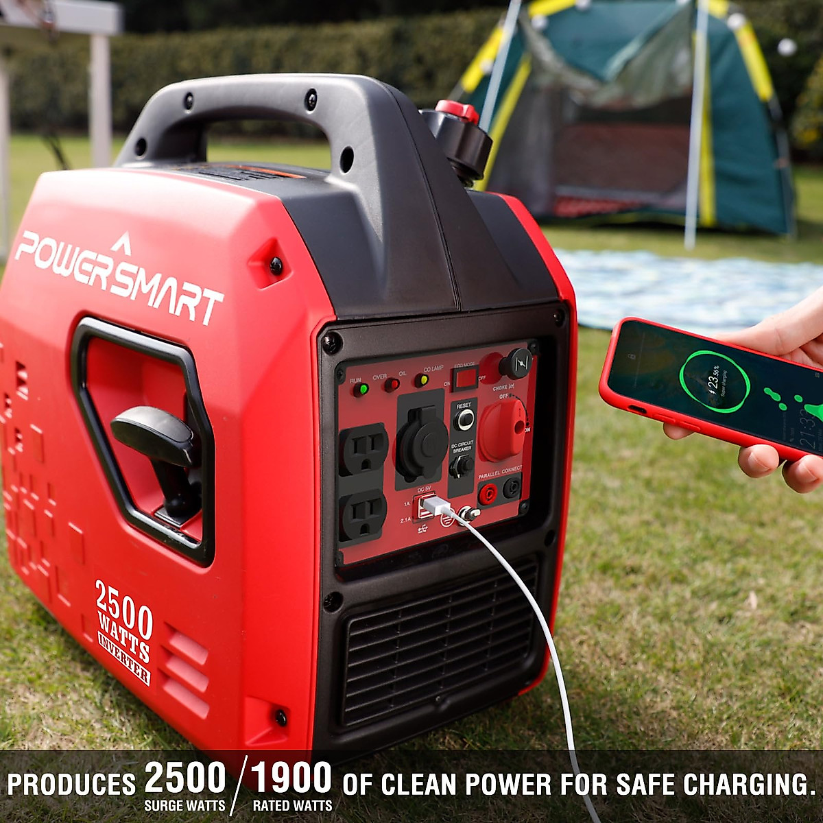 PowerSmart 1200W Portable Generator with 2-Stroke Engine, Ultralight & Carrying Handle, EPA & CARB Compliant