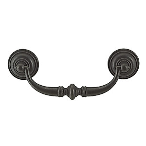 Richelieu Hardware BP30214909 4 1/4-inch (108 mm) Center-to-Center Matte Black Iron Traditional Cabinet and Drawer Pull Handle for Kitchen, Bathroom, and Furniture