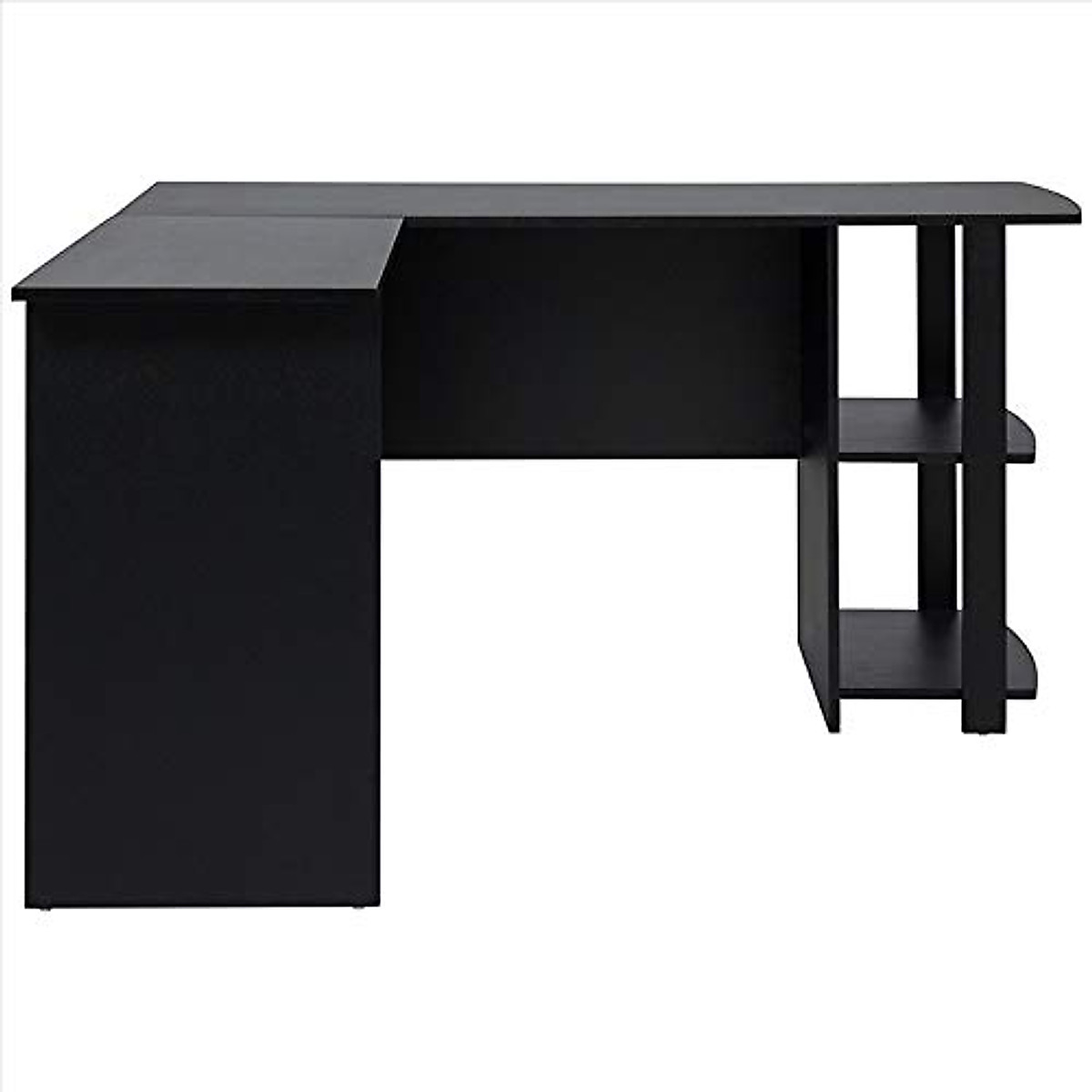 L Shaped Desk with 2 Tier Bookshelves, Computer Corner Desk, Home Office Writing Workstation, Gaming Desk PC Laptop Table with Storage for Study/Writing/Working (Black)