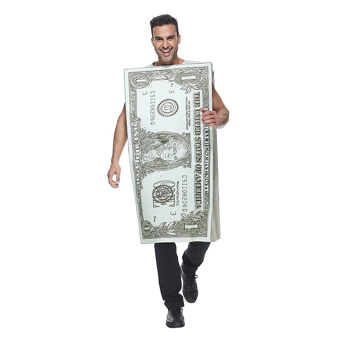 EraSpooky Adult 1 Dollar Bill Costume Funny Halloween Money Fancy Dress