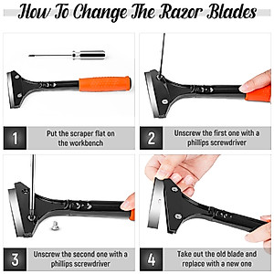 DIYSELF Razor Blade Scraper, Floor Scraper, Scraper Tool for Cleaning, Glass Scraper for Windows, Tile, Stove Top, Cooktop, Oven, Aquarium, Paint, Decal, Inspection Sticker, Gum, Glue Remover