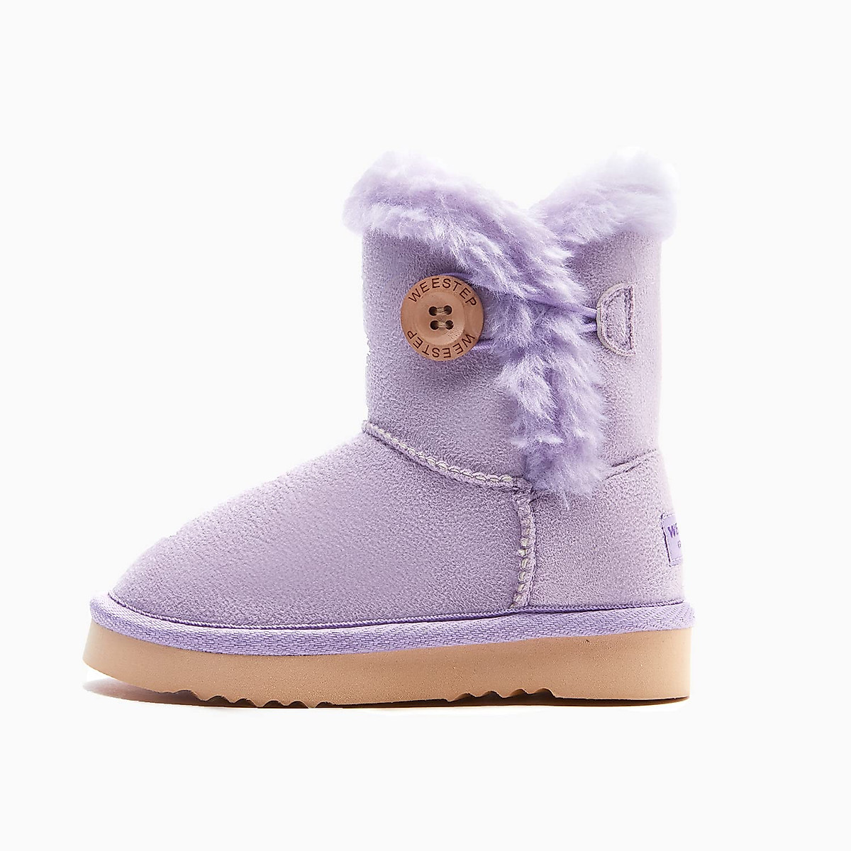 Weestep Wood Button Warm Shearling Winter Lightweight Snow Boots(7 Toddler, Purple)
