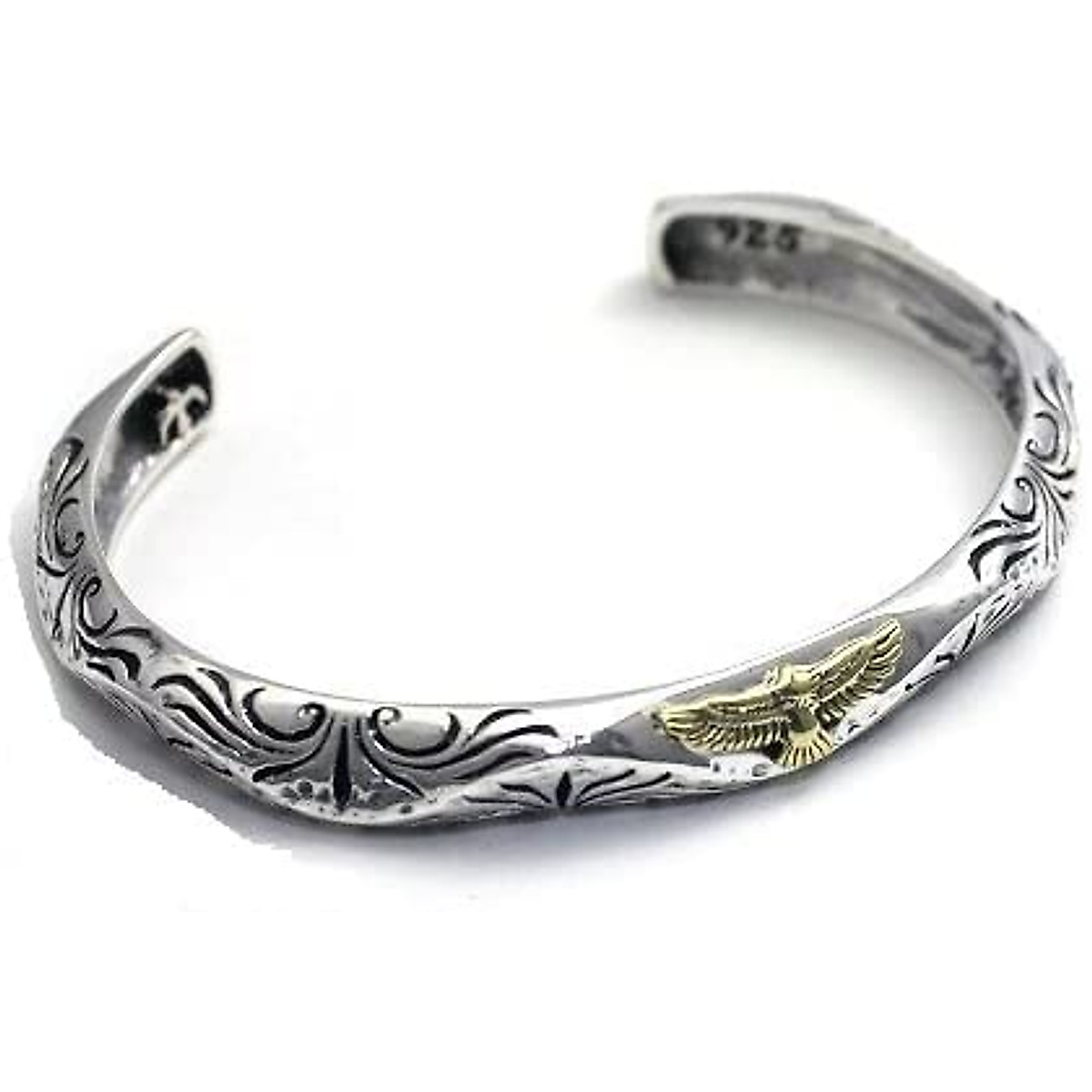COSUMOSU Sterling Silver Southwest Native American Eagle Hawk Cuff Bangle Bracelet Adjustable