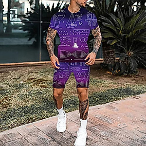 Sets Pride Outfit Cute Outfits Two Men's Outfits 2 Piece Lightweight Relaxed-Fit Short Sleeve T-Shirts and Printed Shorts Breathable Sportswear Hawaiian Outfits for Couples Men 2