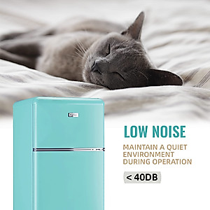 WANAI Compact Mini Refrigerator Small Refrigerator with Freezer, Retro Mini Fridge with Dual Door,7 Adjustable Thermostat, Adjustable Shelves For Dorm, Office Bedroom, Blue