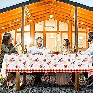 Crawfish Party Tablecloths Lobster Birthday Table Covers Red Lobster Crab Party Party Supplies for Seafood Festivals Birthday Party Decorations, 108 x 54 Inch