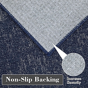 LUXLOOM Washable Runner Rug 2x6 Entryway Rug Modern Non Slip Kitchen Rugs Bathroom Rugs Solid Navy Blue Rugs for Bedroom Throw Rugs Chenille Stain Resistant Carpet for Laundry Hallway 2'x6' Navy Blue