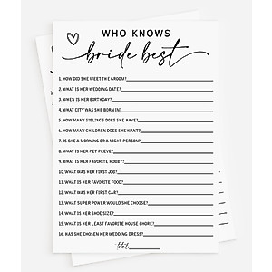 All Ewired Up 50 Who Knows the Bride Best (50-Cards) Fun Wedding Shower Decorations Engagement Party Rehearsal Dinner Game Activity, How Well Do You Know The Bride, Minimalist Script