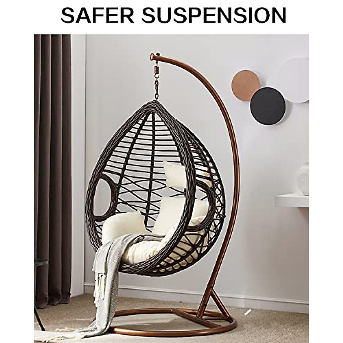 Hammock Chair Ultimate Hanging Kit - Egg Hammock Chair Spring Pin Plug Hardware- 500LB Hammock Chair Hanging kit for Hanging Basket Chairs Hammock and Porch Swings Brown